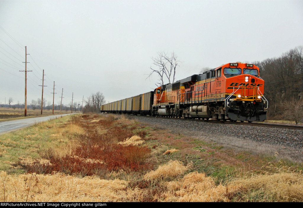 BNSF 5788 Heads up a Nb empty coal train.